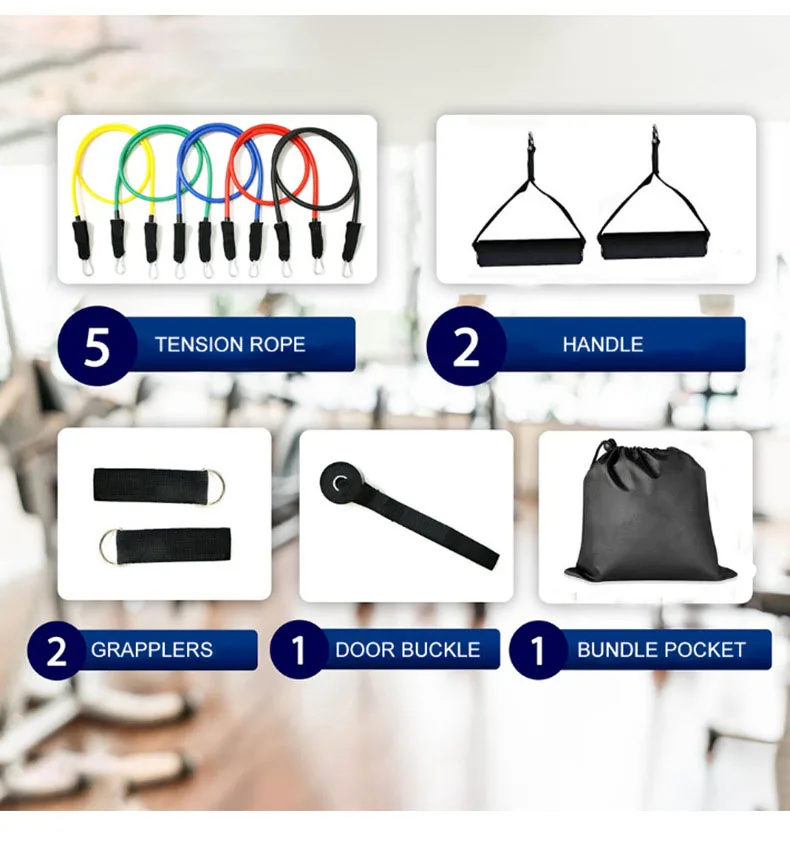 11-Piece TPE Latex Resistance Band Set Multifunctional Latex Chest ...