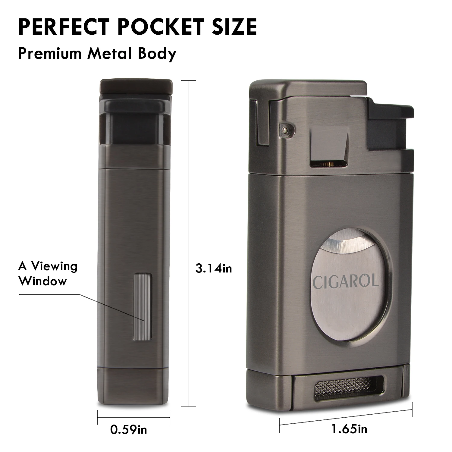 Triple Jet Flame Cigar Lighter - Windproof & Refillable
