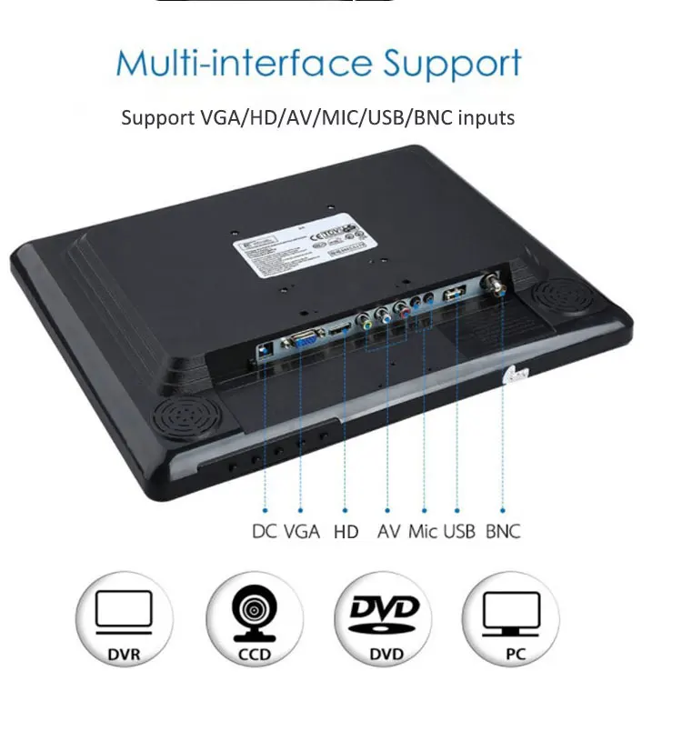 19 Inch Monitor Desktop Wall Mounted 16:9 Hdmi Vga Bnc Av Usb ...