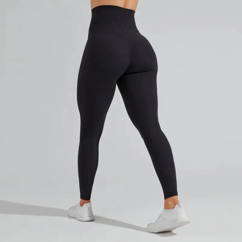 Customized High Waist Gym Leggings Sport Fitness Leggings Back V Shape ...