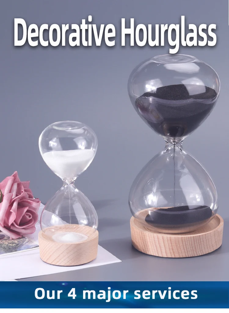 Wholesale Creative Time Glass Sand Clock Black White Sand Hourglass 5min 30 Min 60min Hourglass