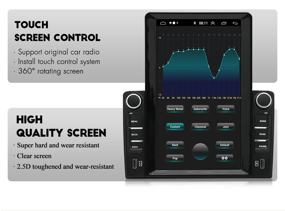 Universal Vertical 2 Din Touch Screen - 10 Inch Android Car Radio Stereo