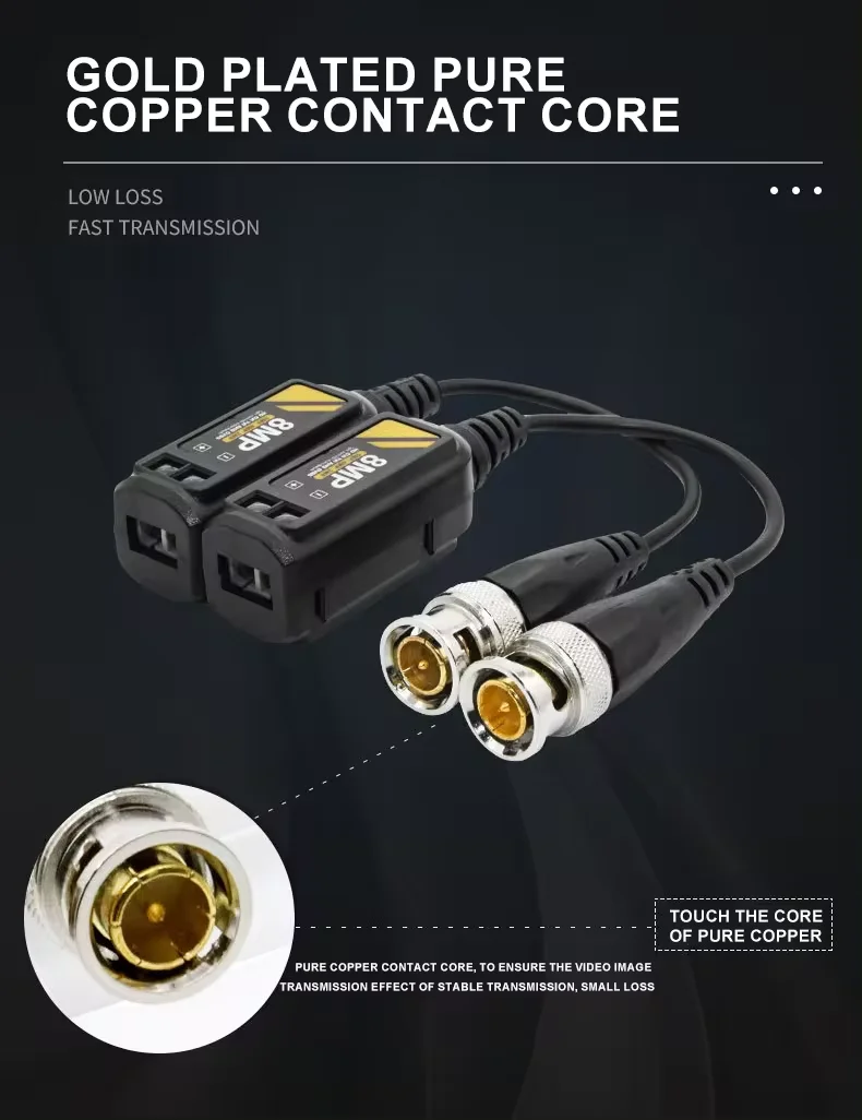 8mp Video Balun Passive Twisted Pair Transmitter Ahd/cvi/tvi Coaxial Analog Bnc To Network Cable ...