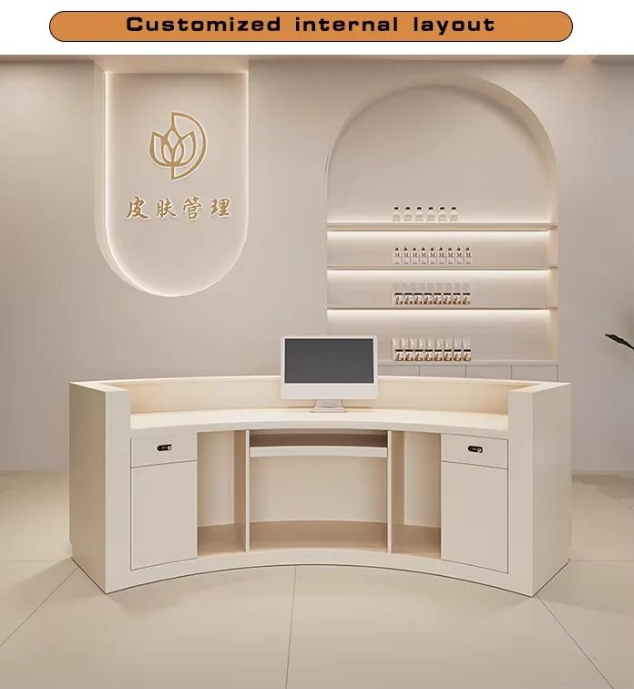 Modern Reception Circular Reception Desk Wooden Lacquered and ...