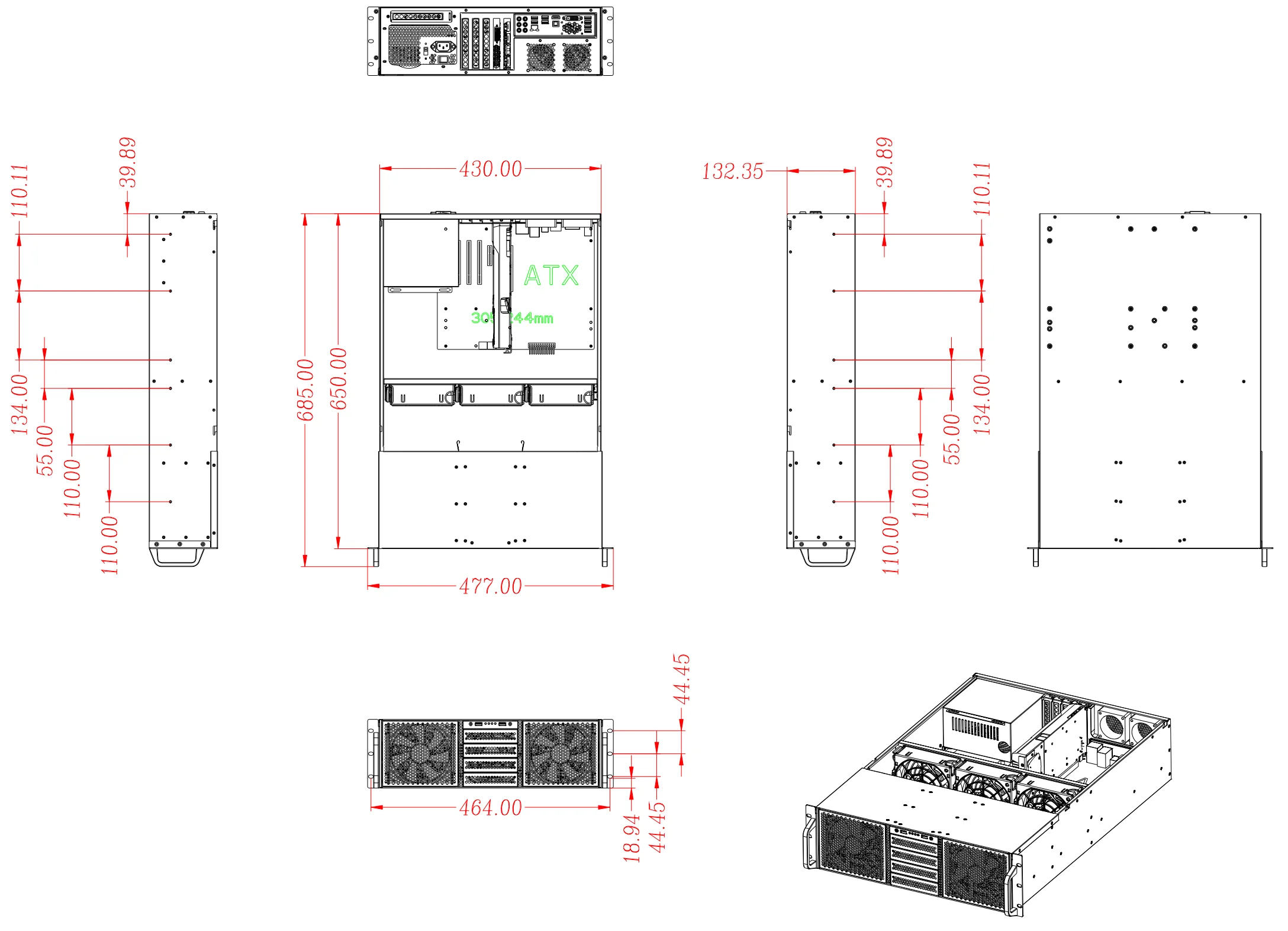 3u Industrial Server Chassis Sheet Metal Casing Cabinet Chassis Server ...