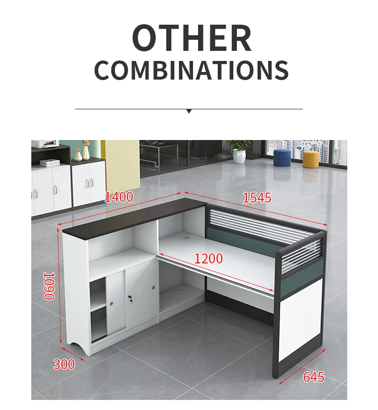 4 Seat Cubicle Partition Modular Office Table Call Center Staff Wooden ...
