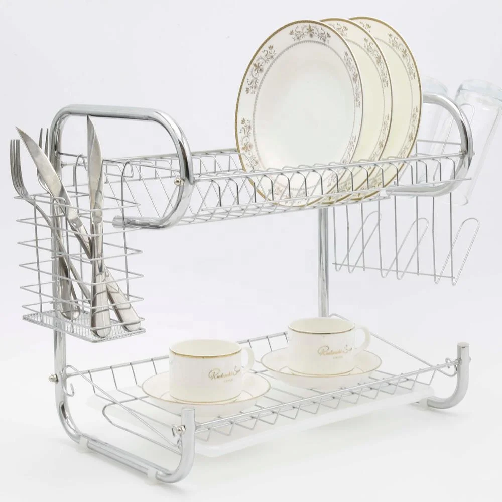 Double Tier Stainless Steel Dish Rack Chrome Plate Dish Drainer - Buy ...