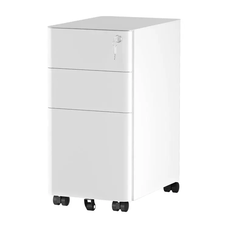 Slim Modern Office Employee Small Vertical Movable Steel 3 Drawer ...