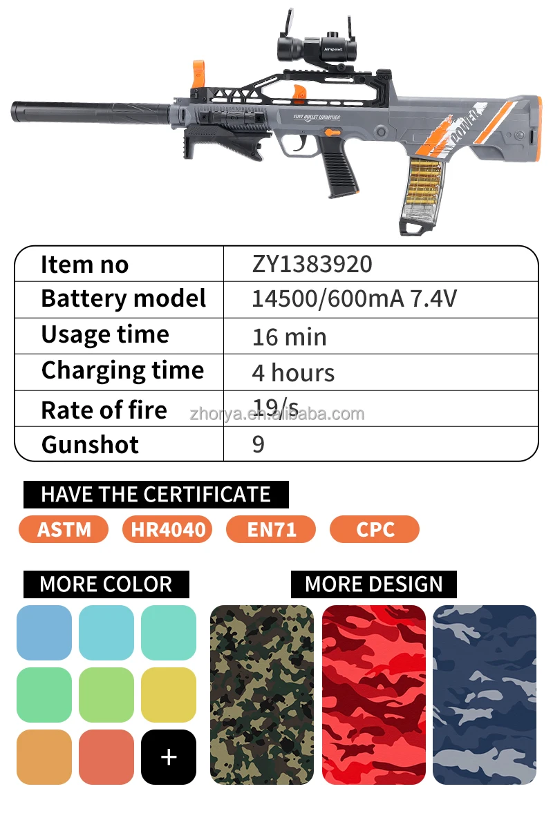 Zhorya Shell Ejecting Eva Foam Soft Bullet Model Safe Kids Electronic ...