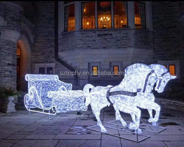 Outdoor Decorative Lighting - LED Horse Carriage with Pumpkin