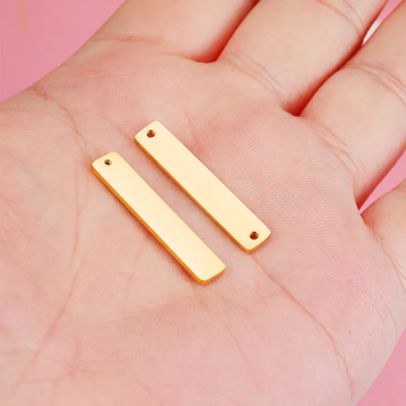 6*32mm Blank Stainless Steel Rectangular Plate Charm Bar Engraving Name ...