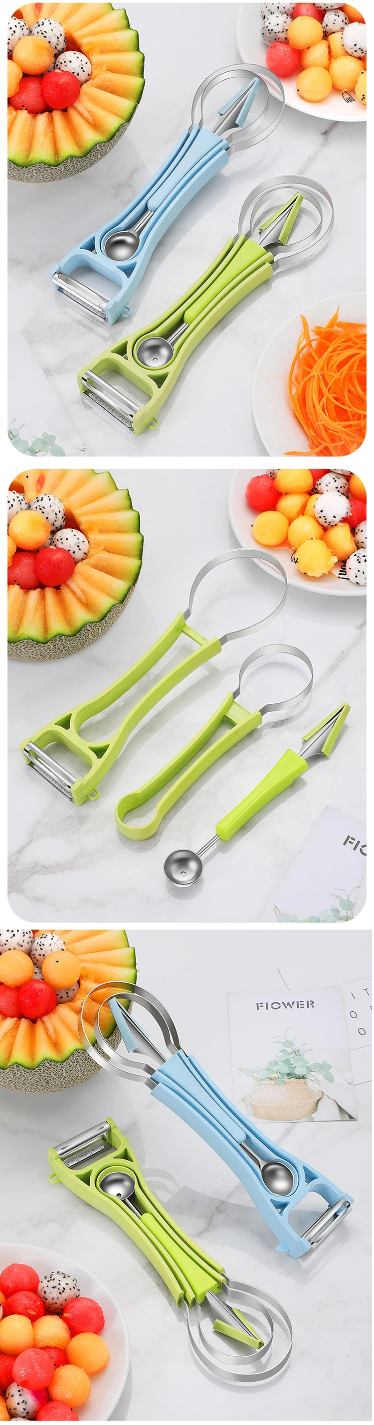 3 in 1 Stainless Steel Fruit Tool Set - Versatile & Durable