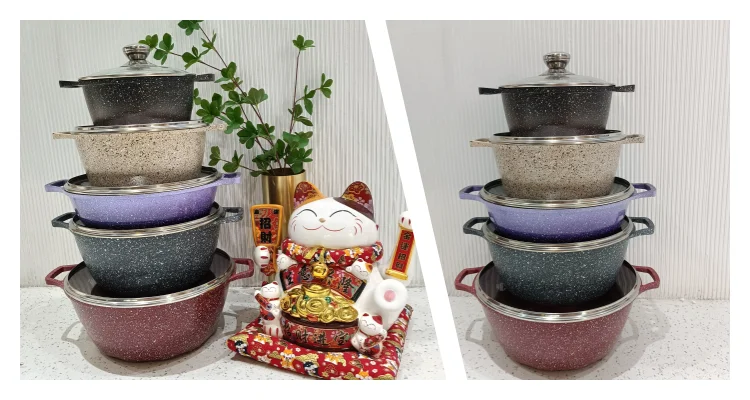 Wholesale Cast Iron Aluminum Granite Cookware Sets 10pcspanelas ...