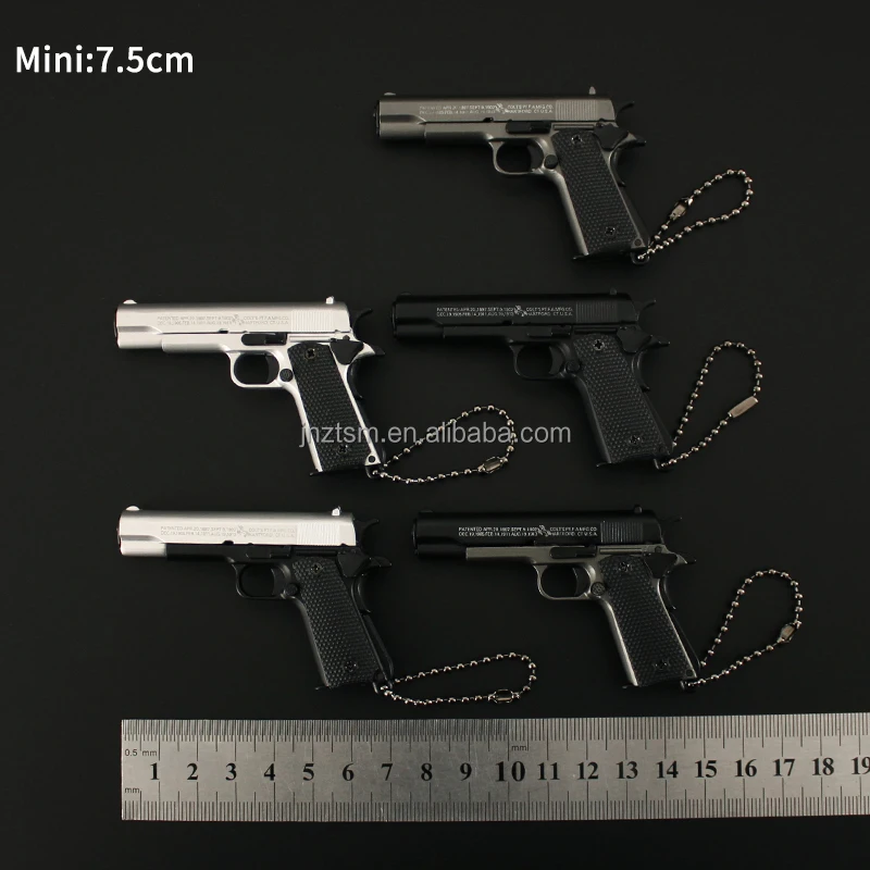 Wholesale 1:3 Mini Metal 7cm Toy Gun Keychain with Bullets