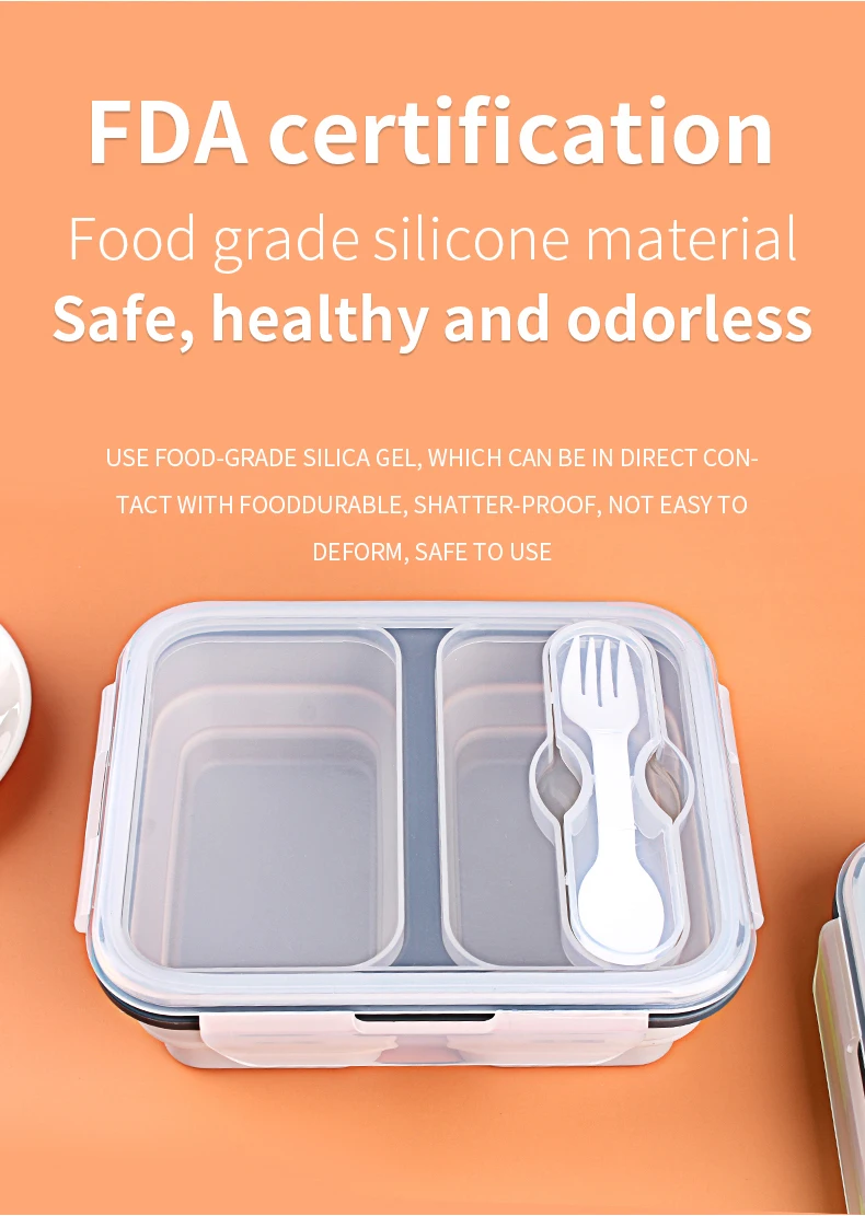 3 Compartment Bento Food Storage Lunch Boxes Folding Kids Collapsible ...