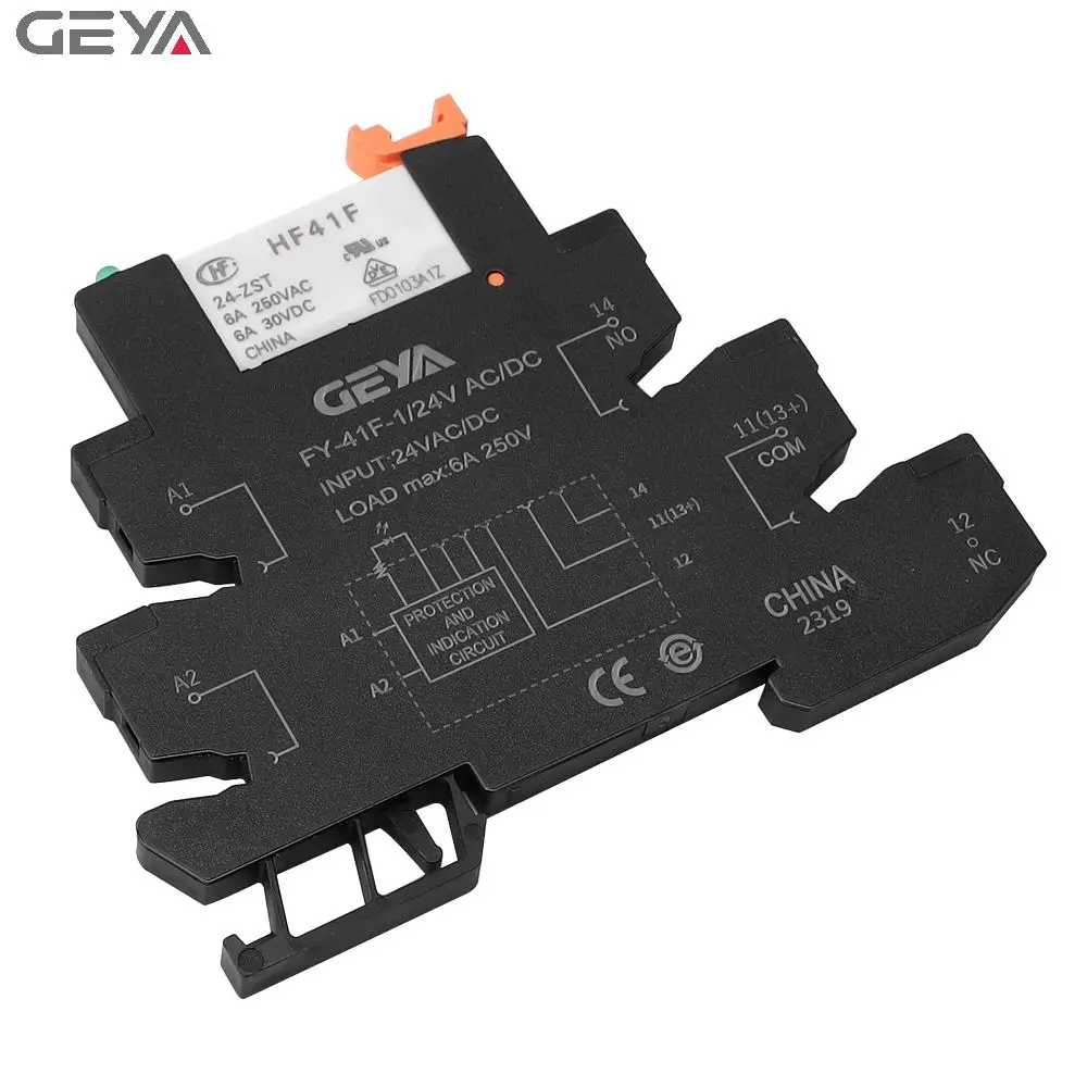 Geya Fy-41f-1 Din Rail Slim Ssr Relay Module Plc 6.22mm Thickness 12vdc ...