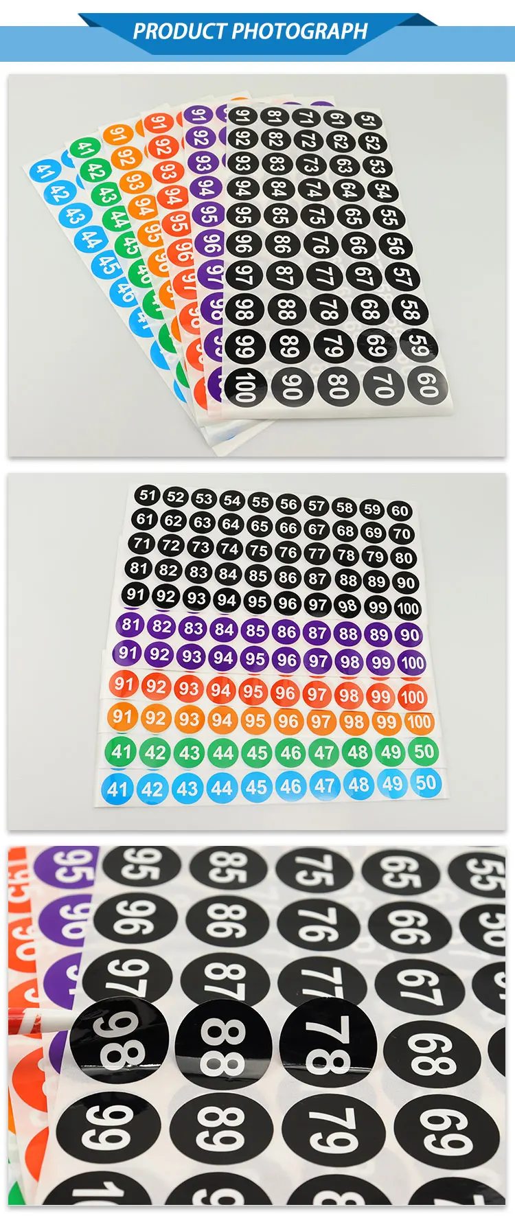 Custom Adhesive Waterproof Number Sticker Label Vinyl Sticker Roll ...