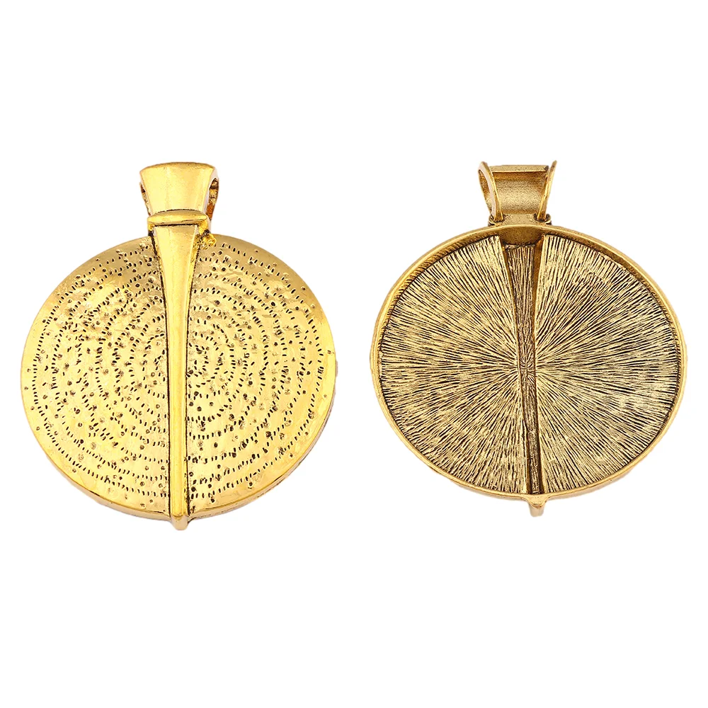 Antique Gold Plated Large Boho Ethnic Tribal Round Pendant Large ...