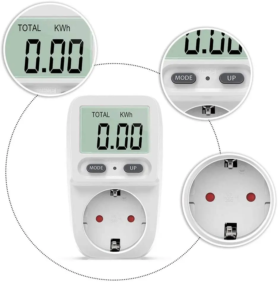 Upgraded LCD Display Socket Power Meter Plug Power Consumption Monitor ...