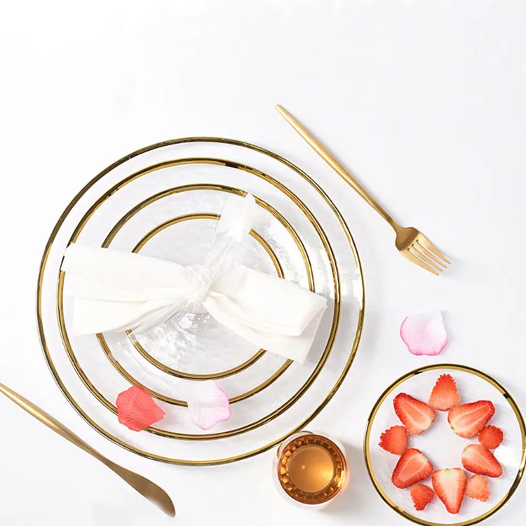 Luxury Transparent Clear Glass Dinner Plate Sets