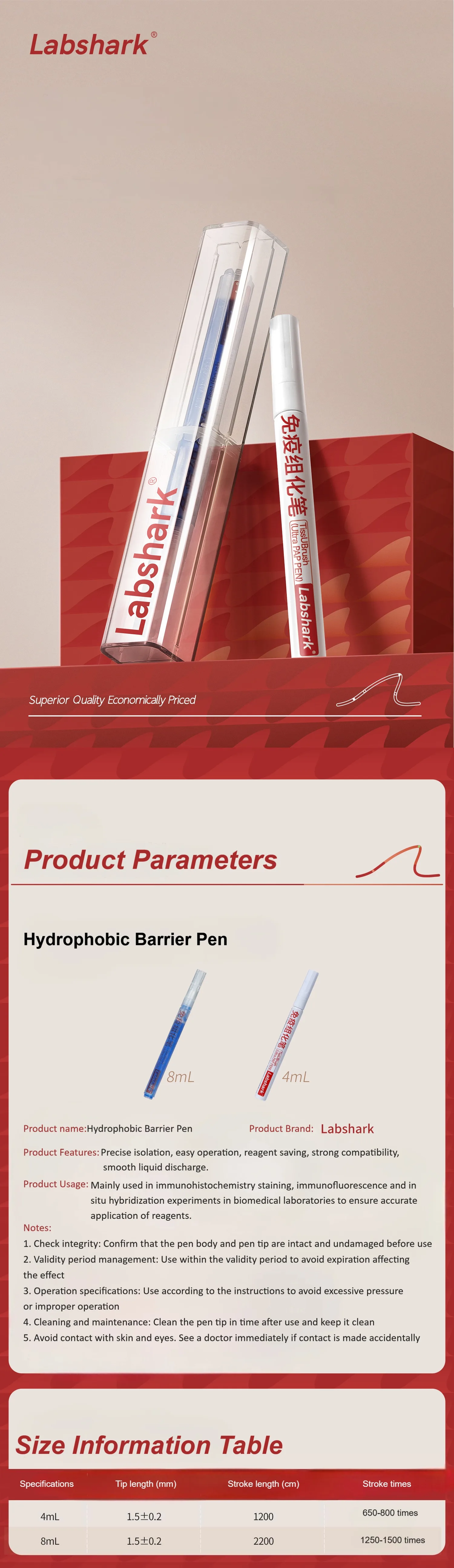 Labshark Hydrophobic Barrier Pen Water-Resistant Immunohistochemical ...