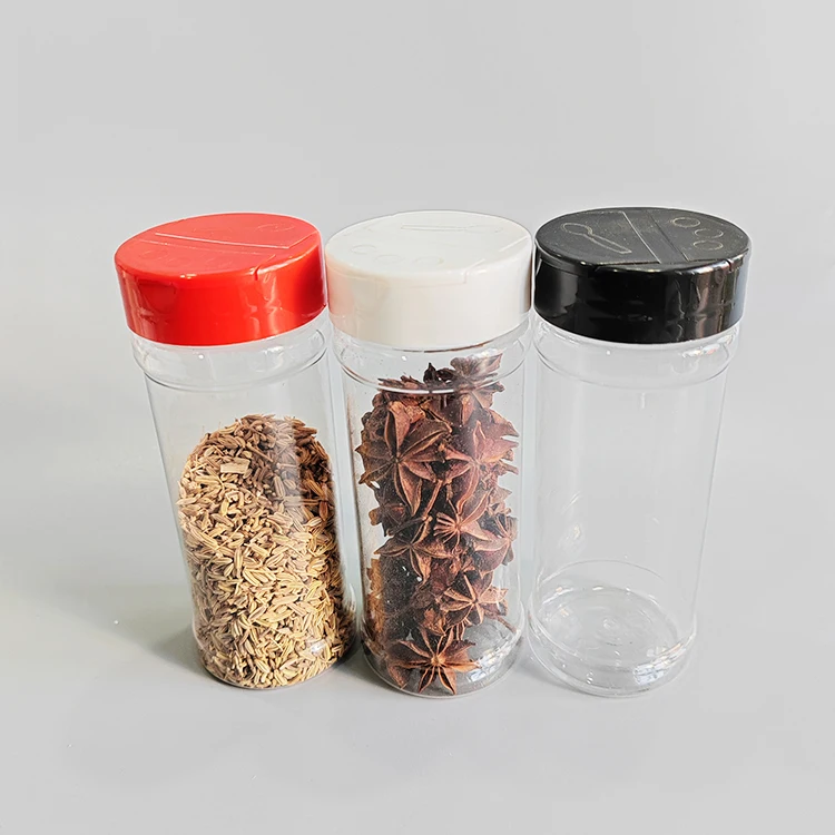 240ml Clear Spice Container - Dual Flapper Caps for BBQ