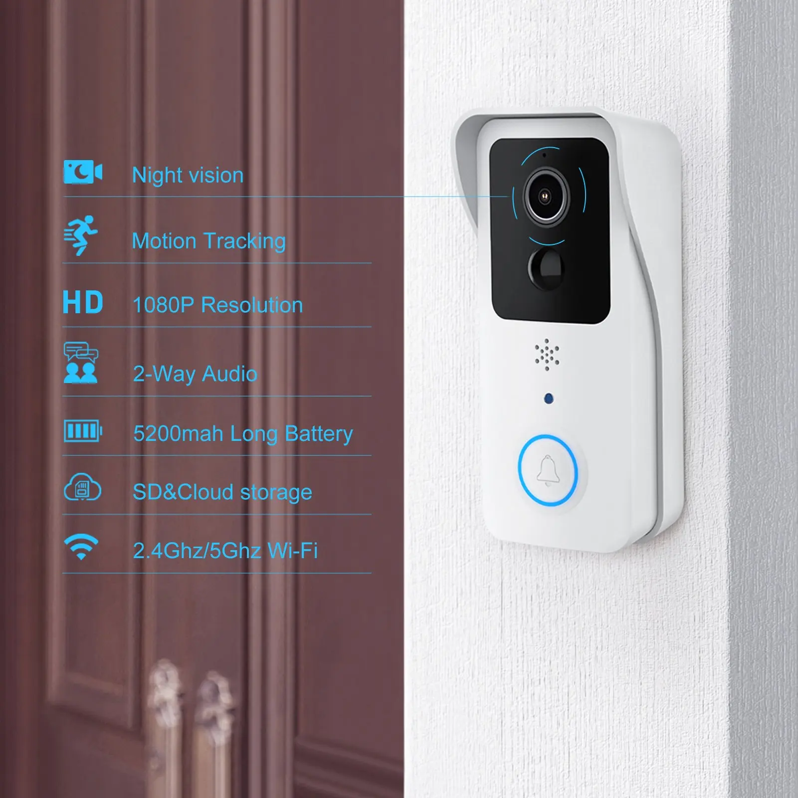 T32 Tuya Video Doorbell Waterproof Camera Supports 2.4g Hz/5g Hz Dual ...