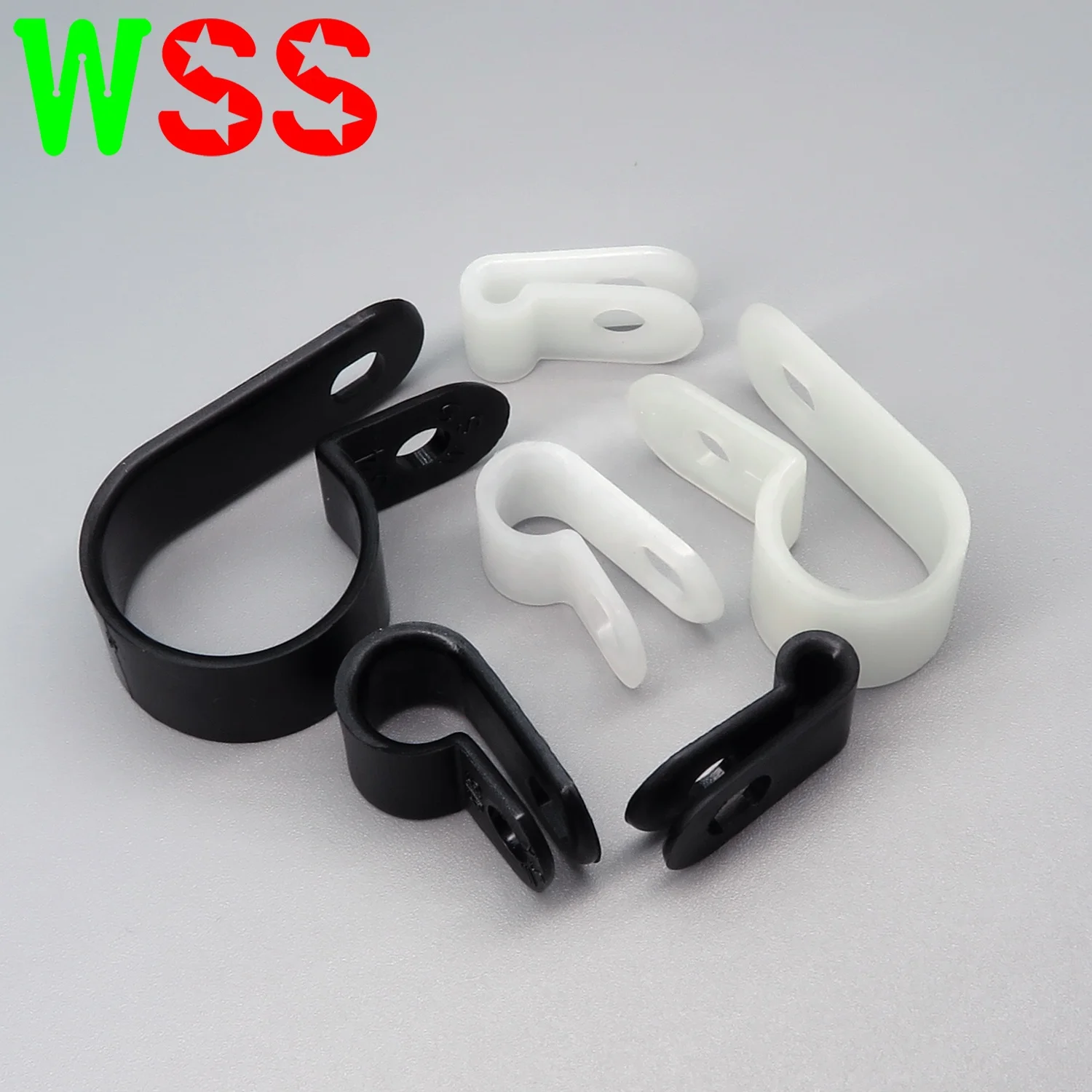 R Type Cable Clamp Adjustable Nylon Plastic Cable Clips Round Cable ...