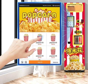 Smart Touch Screen Automatic Popcorn Vending Machine With 2 Flavors For ...