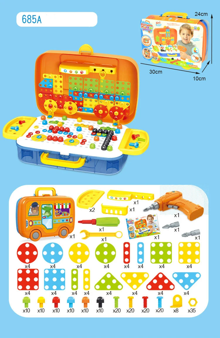 Kids Creative Diy 3d Assemble Building Blocks Disassembly Electric ...