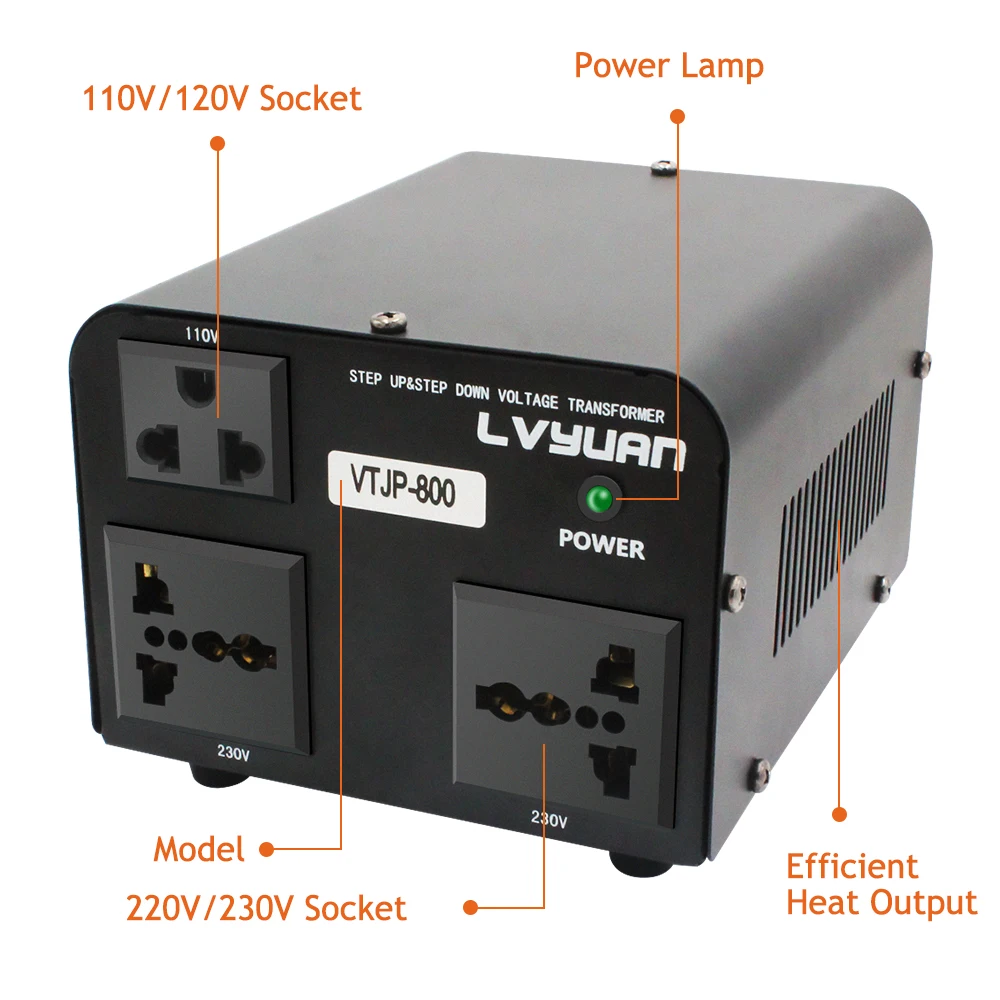LVYUAN 800W Step Up/Down Voltage Transformer - 110V to 220V & 220V to ...