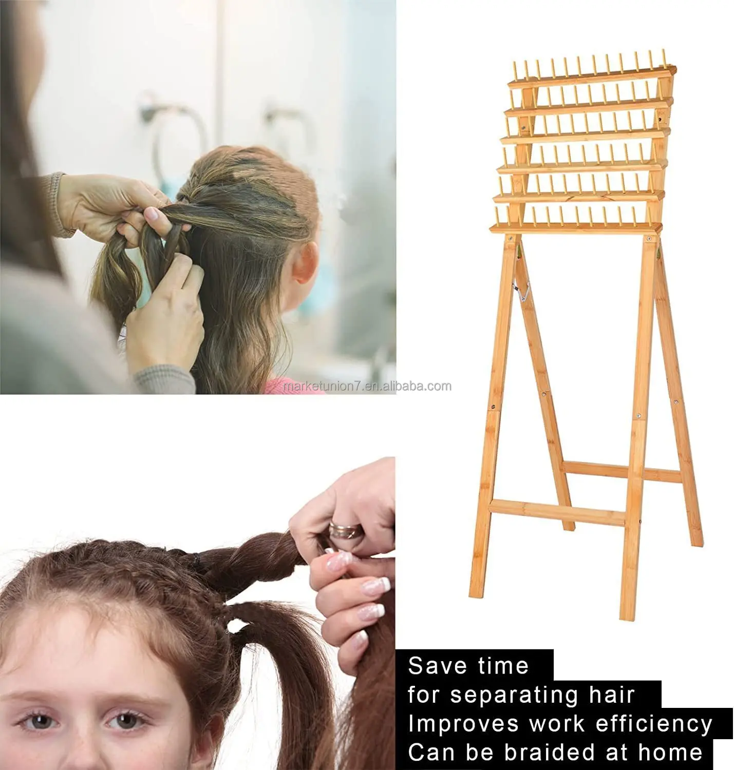 Collapsible Wooden Thread Rack Braids Braid Hair Extension Holder ...
