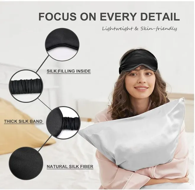 Unisex Super Smooth Silk Satin Eye Mask for Full Sleep