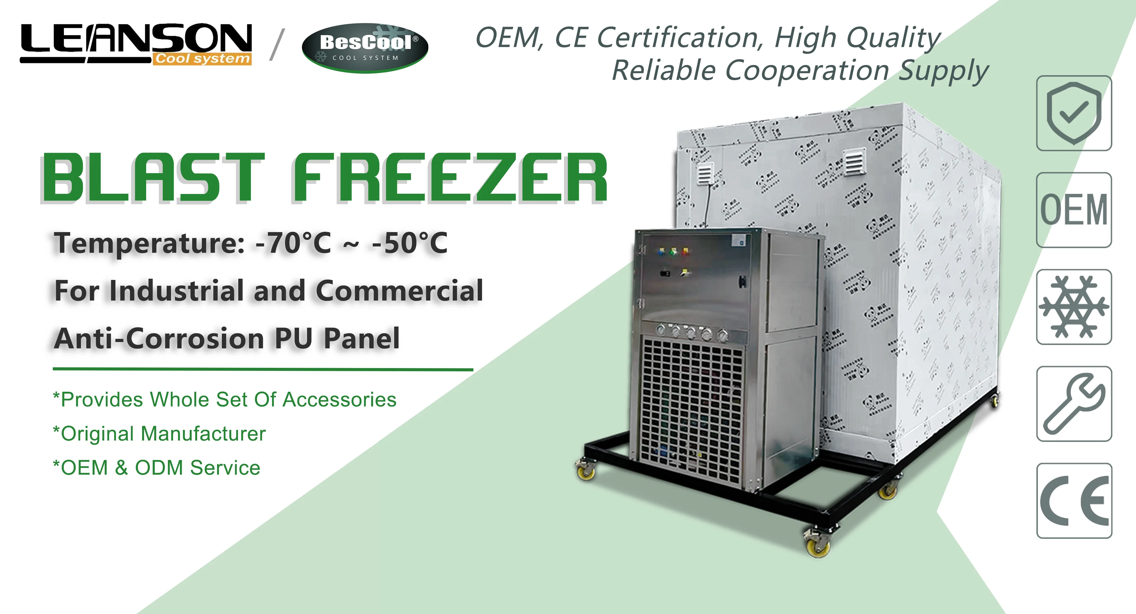 Walk-in Freezer -70~-50 Degrees Blast Freezer Efficiency