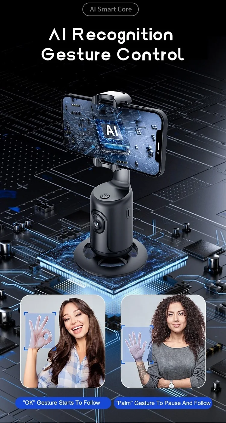 Vlogging Kit P01 Gimbal Stabilizer 360 Rotation Auto Face Tracking ...