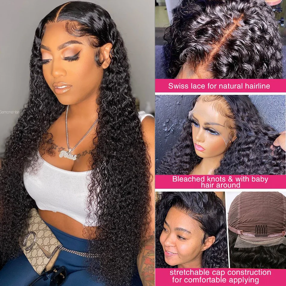 Brazilian Mink Virgin Human Hair Deep Wave Curly Wigs