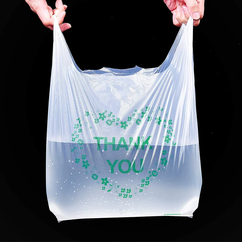 Biodegradable Plastic T Shirt Bags Thank You 500 Pack