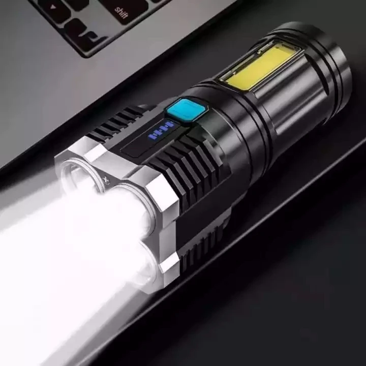 4-core Super Bright Flashlight - Rechargeable & Long-range