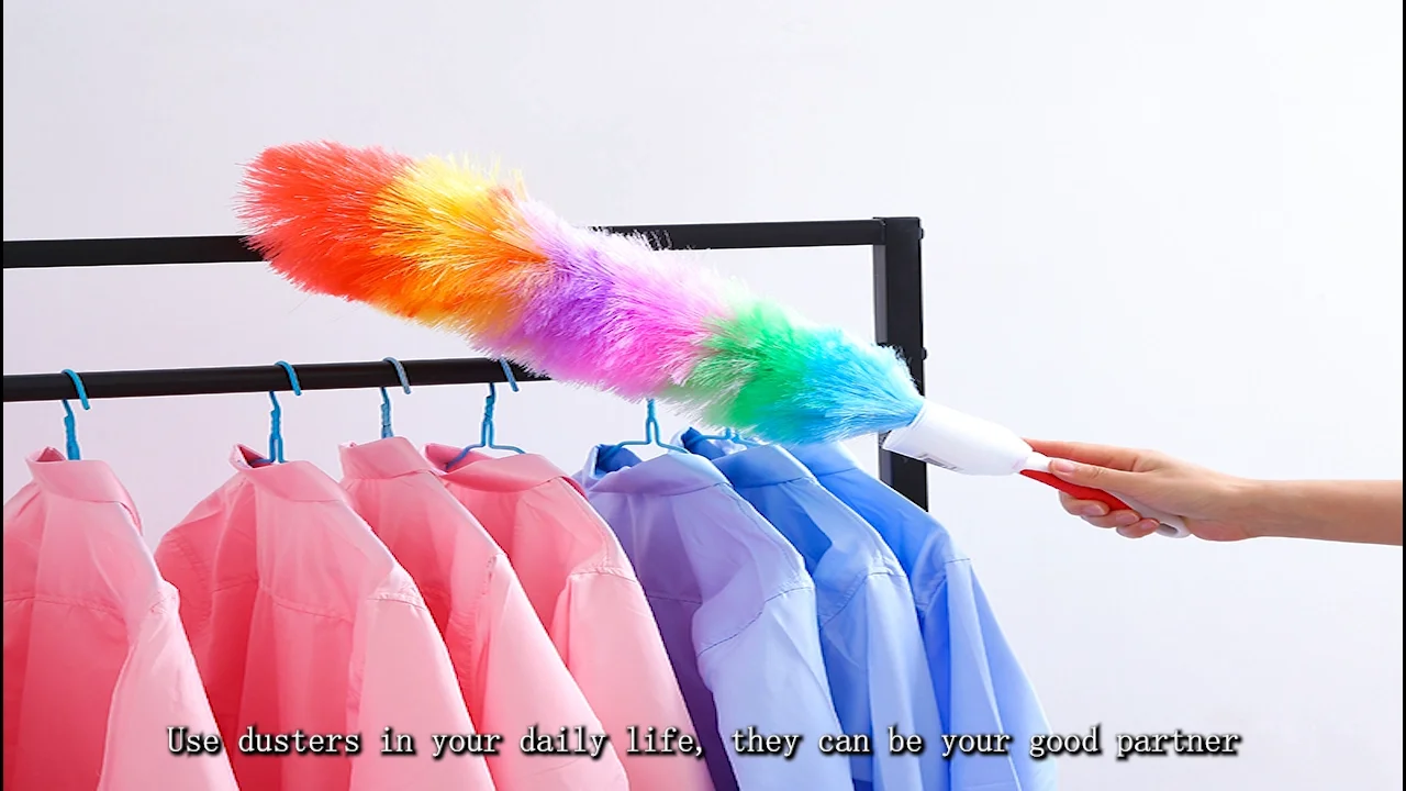 Rainbow-colored Microfiber Feather Duster Flexible With Plastic Rubber ...