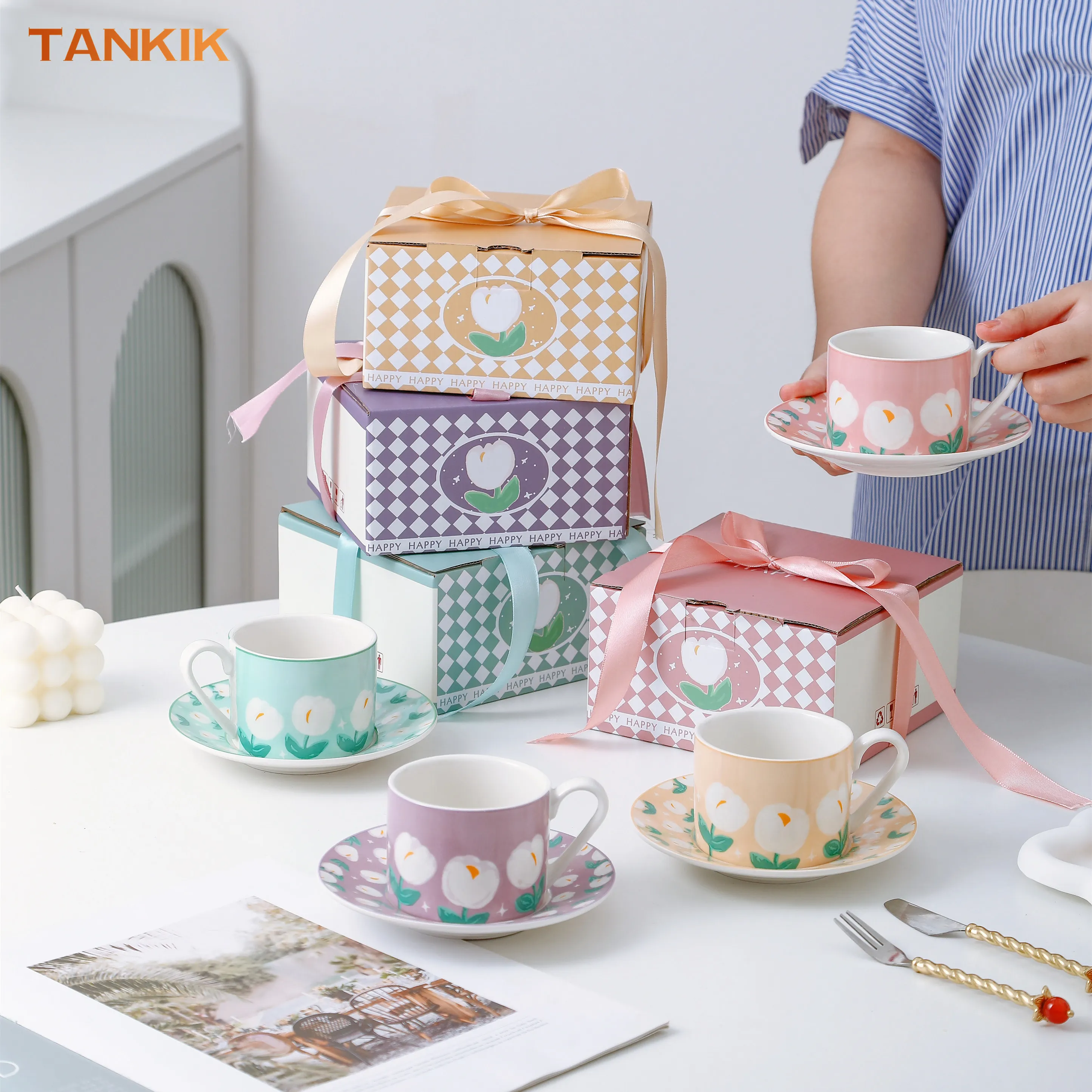 Tulip Flower Kawaii Cute Cartoon Kids Gift Minimalist Style Food Safe ...