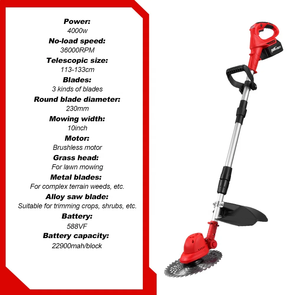 Brushless Motor 4000w Cordless Electric Lawn Mower With 3 Blades, Odm