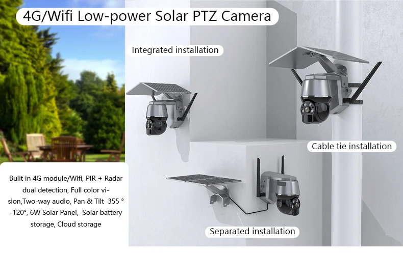 4G Solar CCTV Camera Hi3518e - Wide View Angle 120 Degree
