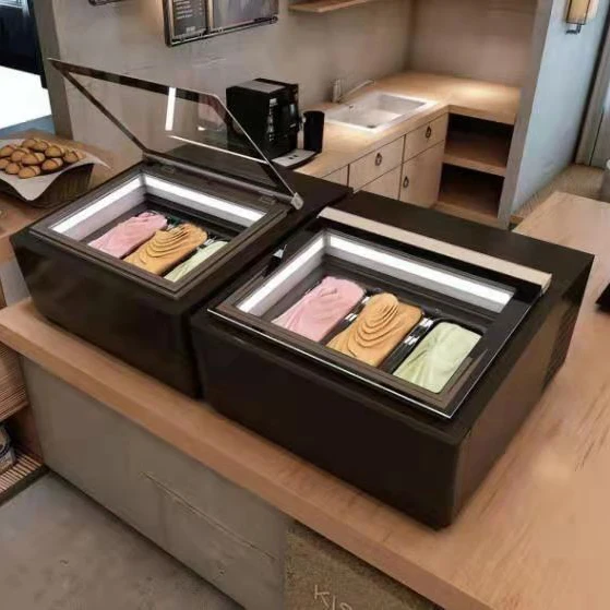 6 Pans Gelato Ice Cream Showcase Display Freezer - Smart-03b