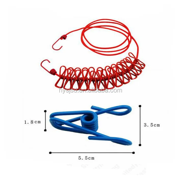 Durable Flexible Elastic Retractable Clothesline with Clips