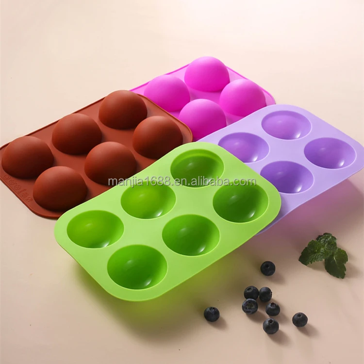 MANJIA 6-Cavity Semi Sphere Silicone Mold Half Round Baking Mold for ...