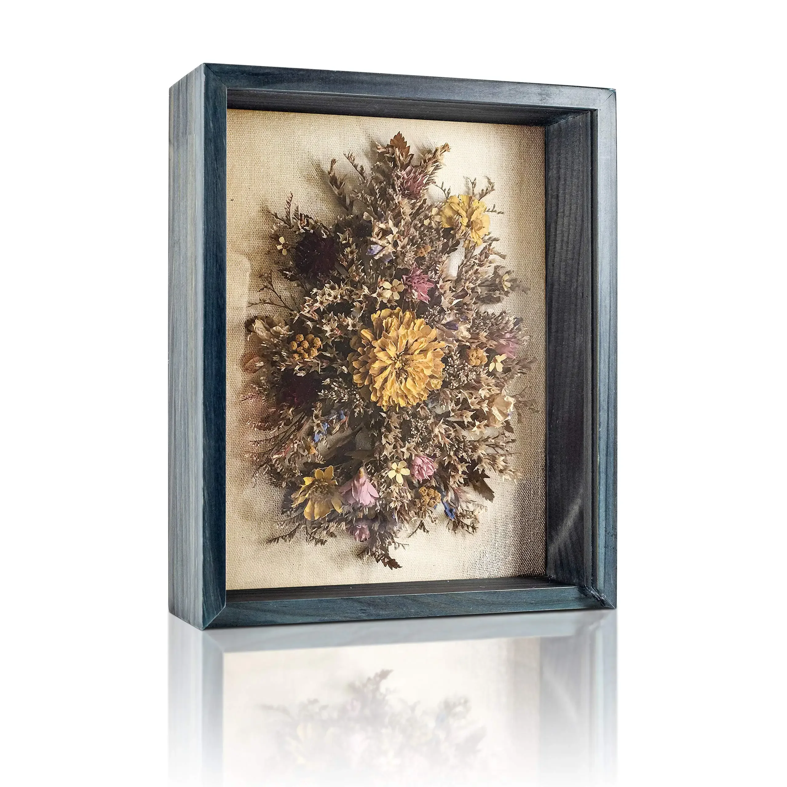 Custom Antique Shadow Box Display Case With Linen Back Souvenir Bouquet ...