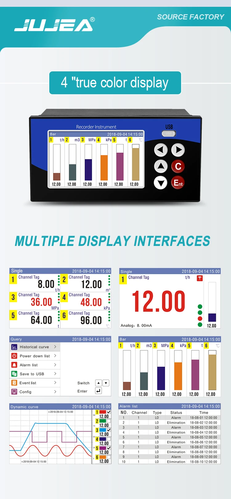 Industrial Data Logger Temperature Modbus RS485 Data Logger Paperless Recorder Data Logger with ...