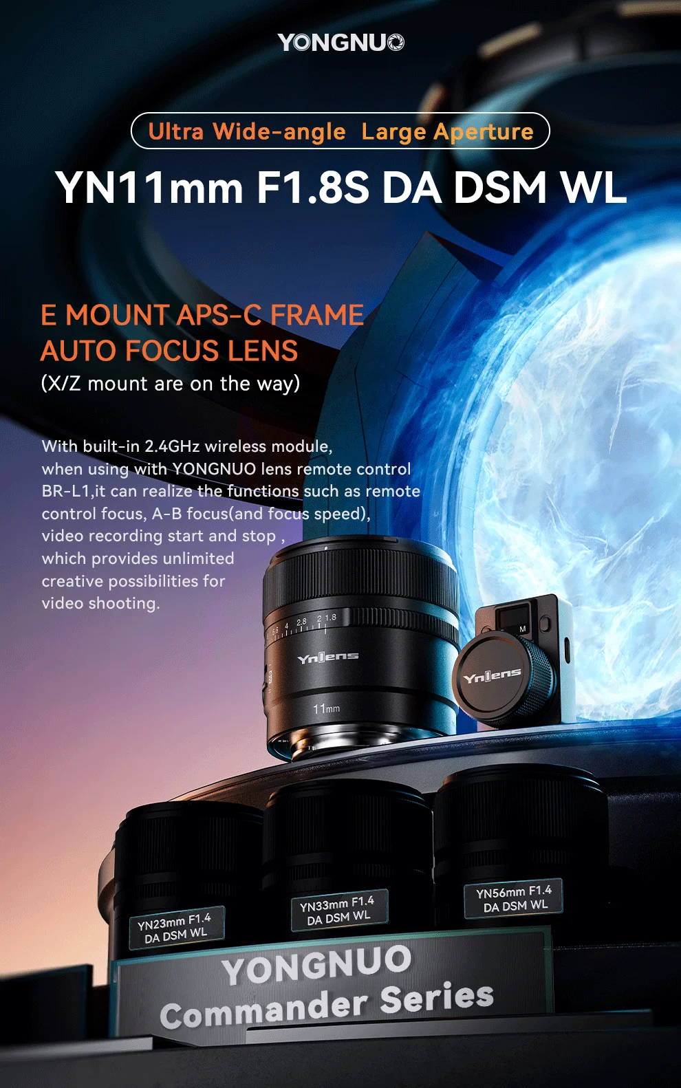 Yongnuo Yn11mm F1.8s Da Dsm Wl Aperture Fixed Prime Af Aps-c Frame Lens ...