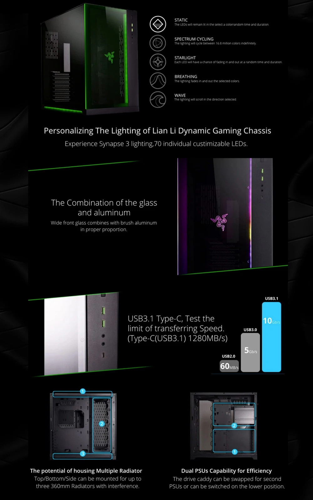 Lian Li O11- Dynamic&razer Edition Pc Case Chassis For E-atx / Atx ...