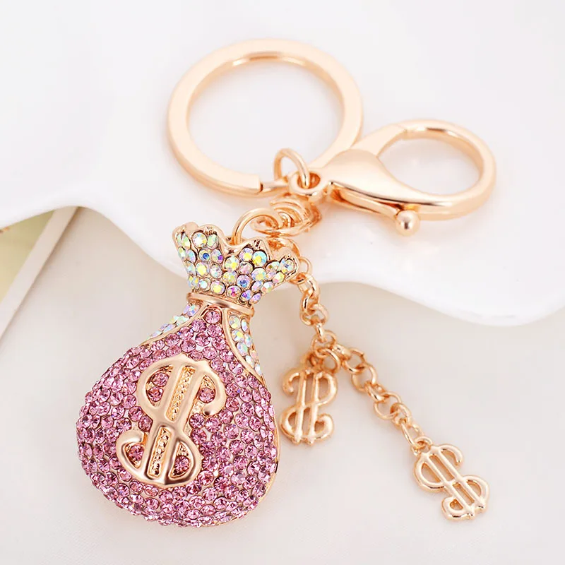 New Fortune Bag Crystal Rhinestone Lucky Keychains Luxury Key Chain ...